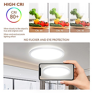 RGB Ceiling Light with Remote Control, 12 Inch Dimmable LED Flush Mount Ceiling Light, 24W RGB Color Changing Ambient Light, Modern Round Ultra-Thin Ceiling Lamp for Bedroom Kid Room Party, White