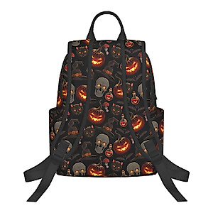 JZDACH Men women lightweight anti-theft travel daypack fashion rucksack laptop backpack for work/travel/college/business - for Halloween Gothic Witch Black Cat Bat Pumpkin Skull Mushroom