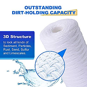 GOLDEN ICEPURE 5 Micron 10”4.5'' Whole House Sediment String Wound Water Filter Replacement filter for 84637, WPX5BB97P, PC10, 355214-45, 355215-45, WP10BB97P, WP5BB97P, 2PACK