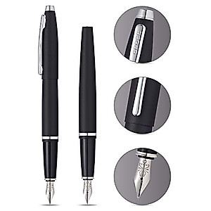 Cross Calais Matte Black Fountain Pen with Stainless Steel Medium Nib