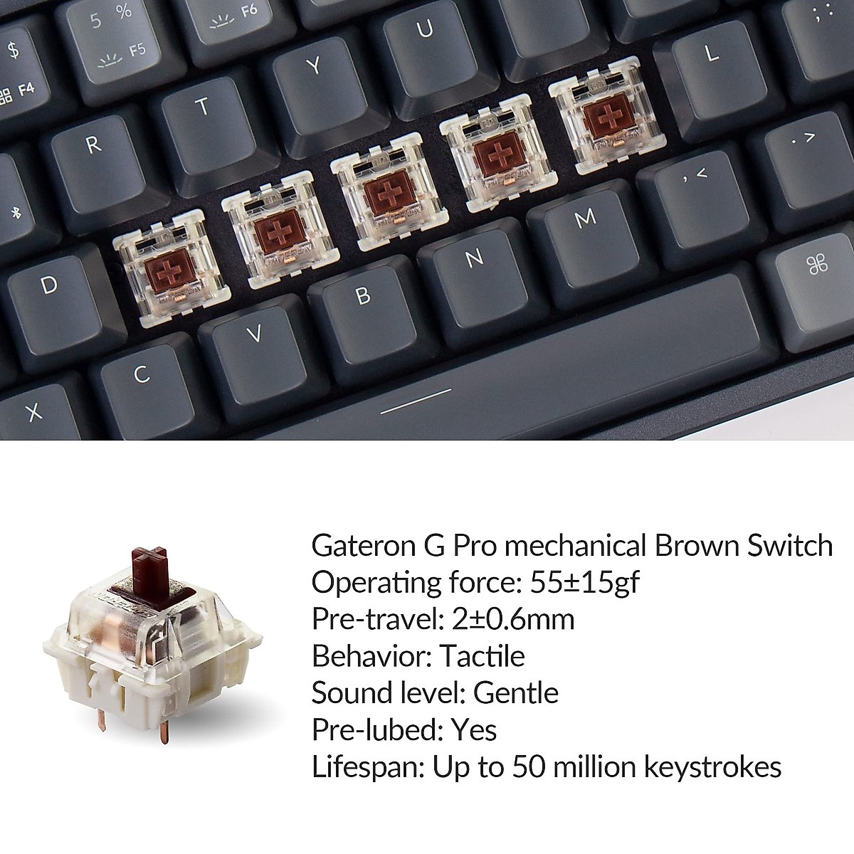 Keychron K14 70% Layout 72 Keys Bluetooth Wireless/USB Wired Mechanical Keyboard for Mac with Gateron G Pro Brown Switch/Multitasking/RGB Backlight/Aluminum Frame Computer Keyboard for Windows Laptop