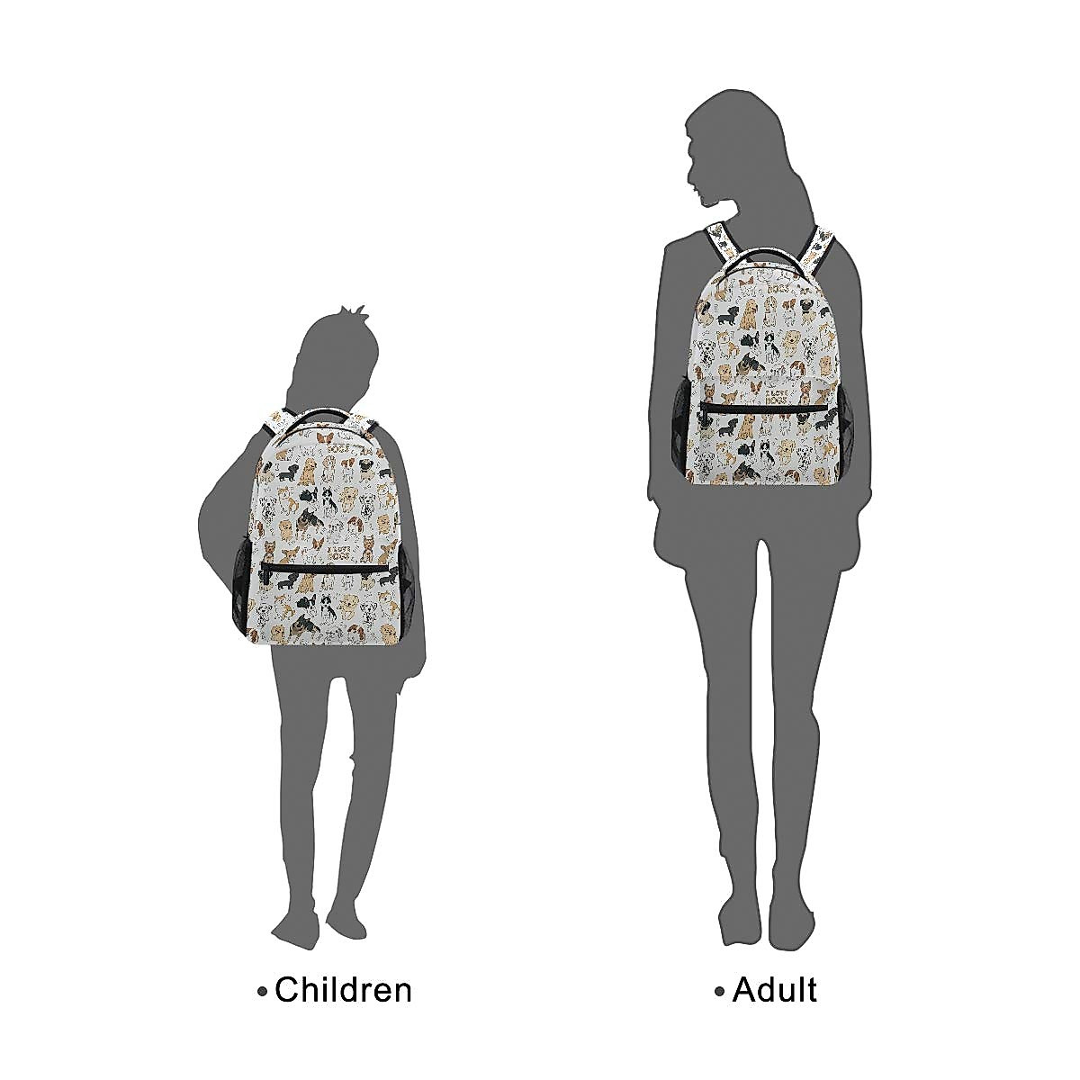 ALAZA Cute Doodle Dog Print Animal Large Backpack for Kids Boys Girls School Student Personalized Laptop iPad Tablet Travel School Bag with Multiple Pockets