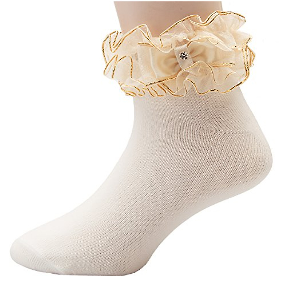 OLIVIA KOO Girl's Organza Multi Ruffle Top Anklet Socks (Infant to 11 Years)