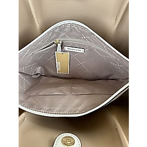 Michael Kors Emilia Triple Compartment Shoulder Tote Light Cream Leather