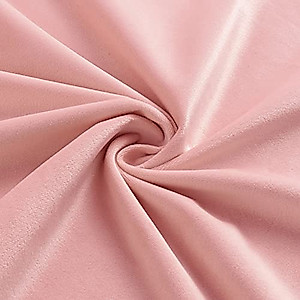 Furnimart Modern Armless Desk Chair Pink Cute Vanity Velvet Upholstered Office Chair Teen Girl Dorm Chair Mid-Back Home Office Chair Swivel Adjustable Small Chair Soft Seat (Velvet-Pink)