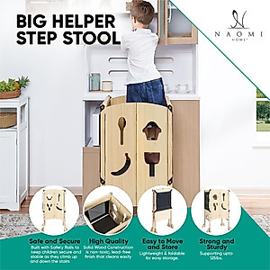 Kids On The Rise Kitchen Step Stool with Handles and Anti-Slip Mat, Kids Helper, Wooden Standing Tower for Kitchen Countertops and Sinks - Espresso
