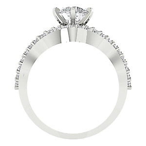 Clara Pucci 1.55ct Round Cut Halo Solitaire Stunning Moissanite Engagement Promise Anniversary Bridal Ring Band set 14k White Gold 10.5