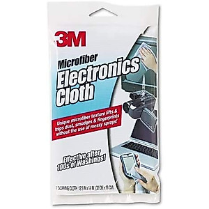 3M Products - 3M - Microfiber Electronics Cleaning Cloth, 12.5 x 14.1, White - Sold As 1 Each - Keeps computers, monitors, TV screens, CD/DVD players and other electronic devices free from dust and smudges. - Safe to use on virtually any surface in the ho
