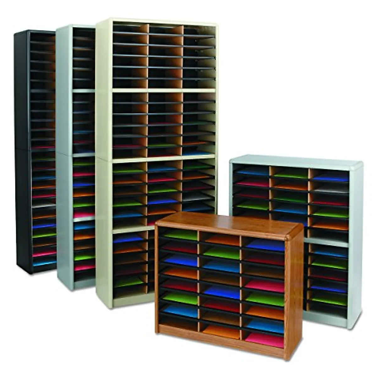 Safco Products Value Sorter Literature Organizer, 72 Compartment 7131BL, Black, Commercial-grade Steel Shell, Fiberboard Shelves, Value-priced