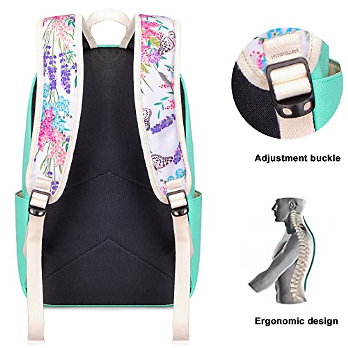 Bluboon Canvas Bookbags School Backpack Set Laptop Schoolbag for Teens Girls Middle School