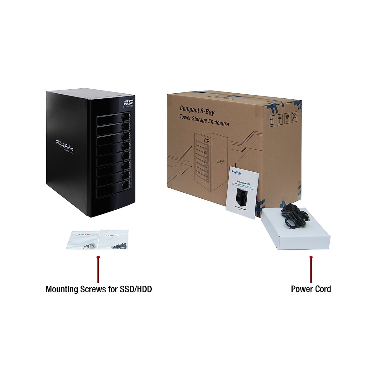 Highpoint RocketStor 6418S 8-Bay 6Gb/s SAS/SATA Tower Storage Enclosure