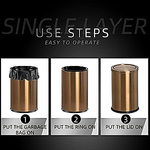 Stainless Steel Trash can with flip Cover Gold Household Kitchen Toilet Living Roomt with Garbage (Rose Gold Trash can)
