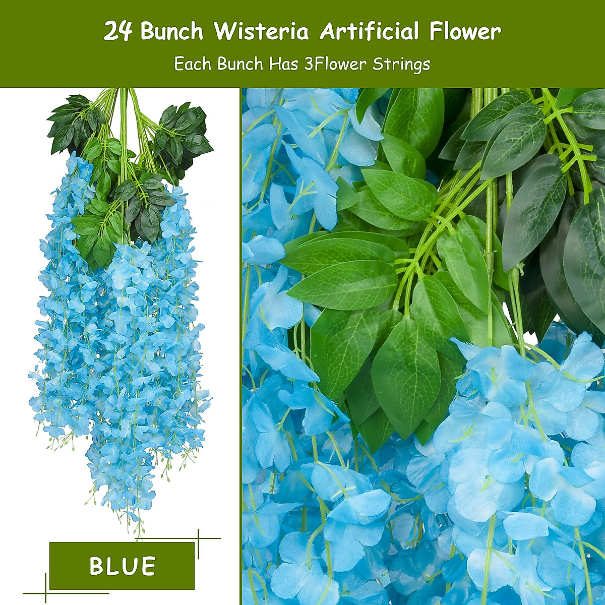 FOEVAFLO Artificial Wisteria Flowers Garland, Hanging Vines with Flowers for Wedding Arch, Party, Wall Backdrop Decor, 7.2ft/pcs (4pcs, White)