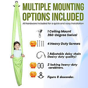 Friendly Cuddle Indoor Swing for Kids – Indoor Sensory Swing, or Outdoor, + 360° Swivel Calming Compression Therapy Swing Hammock for Kids & Adults with All Hardware – Sensory-Motor Toys & Gifts