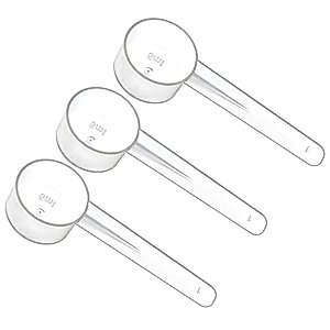 3 Measuring Spoons Set with Short Handle - 1 Teaspoon (5 ML) White Plastic Scoops for Coffee, Grains, Protein, Spices, Powders, and Other Dry Goods, BPA Free, Kitchen Tools Measure, Fits in Jars