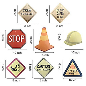 30Ct Construction Signs Hanging Swirl Decorations - Dig Zone Stop Crew Entrance Safety First Dump Gifts Here Helmet Roadblock Construction