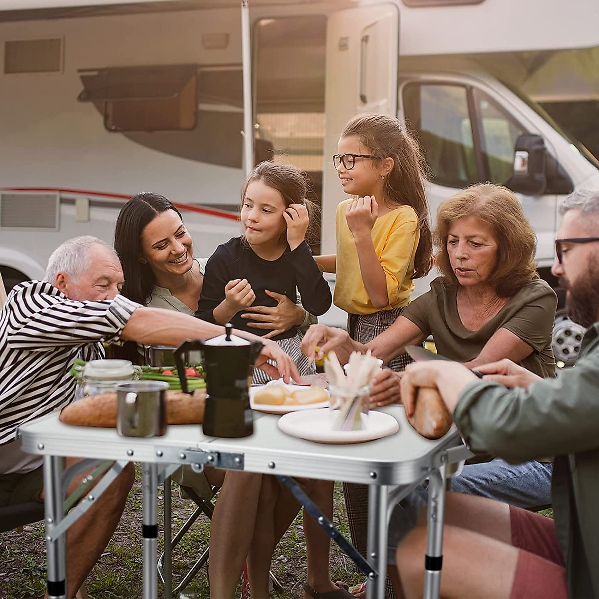 YYGDOBS Portable Folding Table 24"x16" - Aluminum Small Picnic Camping Table Lightweight Side Table for Indoor Outdoor Garden Van Truck RV(3 Adjustable Heights 10"/19"/24")