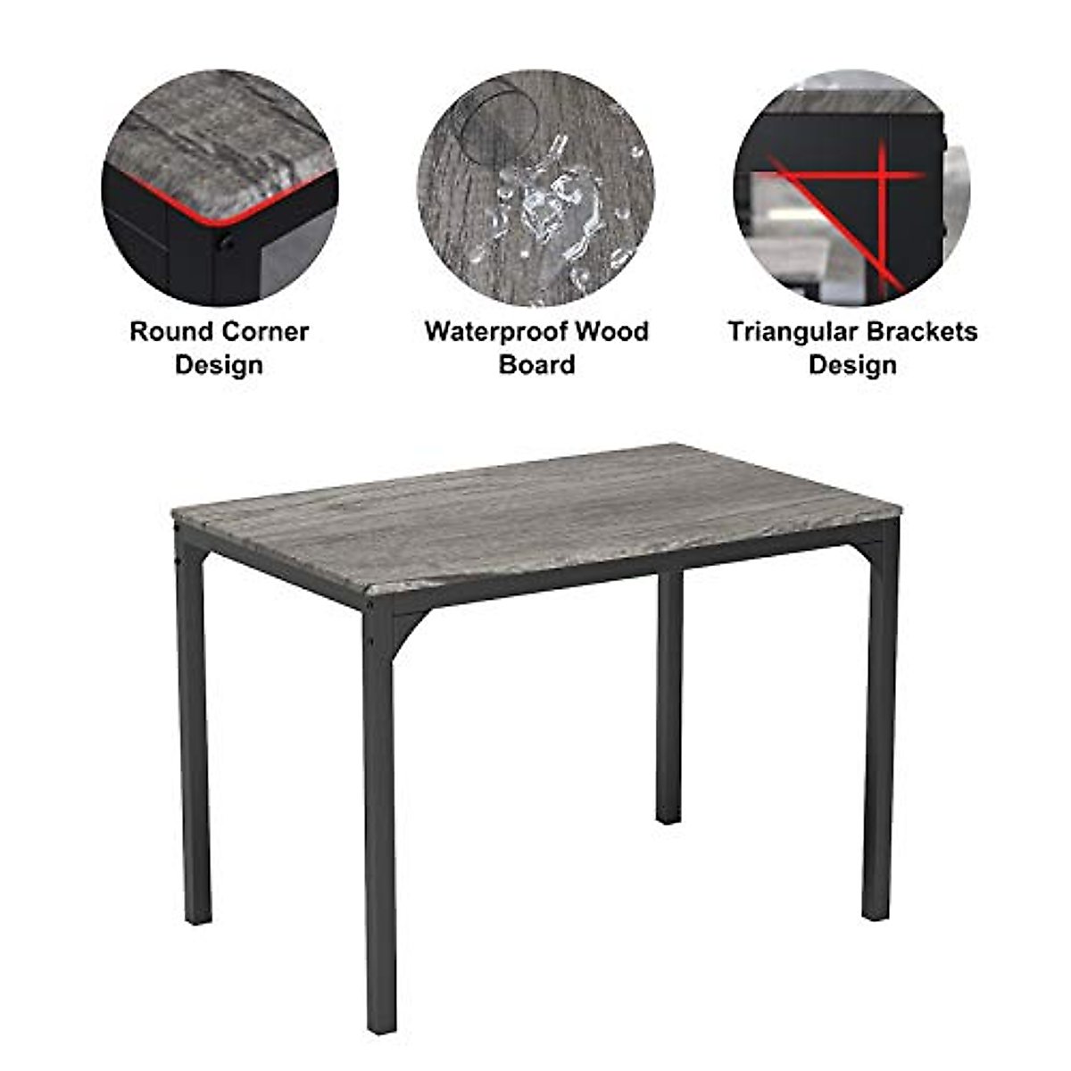 Teraves Dining Table Set for 4/Computer Desk,Kitchen Table with 2 Chairs and a Bench,Table and Chairs Dining Set 4 Picce Set for Dining Room