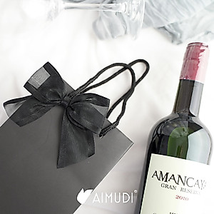 AIMUDI Black Bows for Crafts 4" Premade Black Twist Tie Bows for Treat Bags Pre-Tied Black Organza Ribbon Bows for Gift Wrapping, Cake Pop Bows, Wedding Favor, Baby Shower, Party Decoration -12 Counts