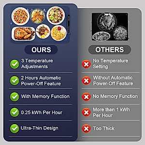 Extra-Large Electric Warming Tray - 3 Temp Levels Food Warmer, Foldable Silicone Heating Tray with Child Safety Lock, Auto-Shutoff, Full Surface Heating Food Warming Mat for Gatherings, Parties