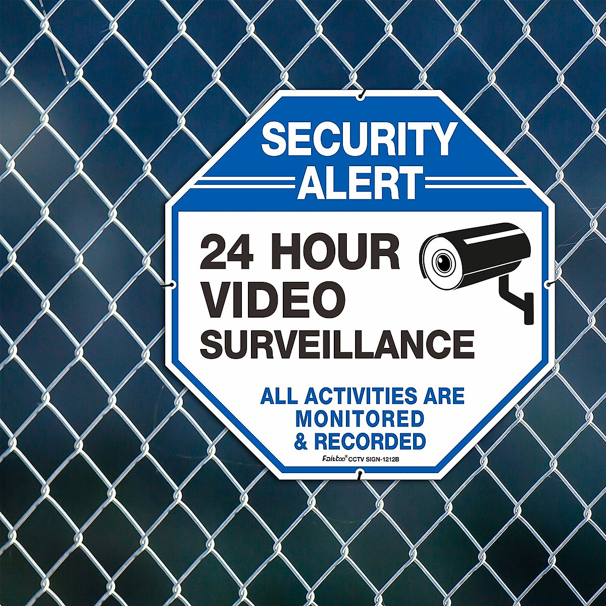 Video Surveillance Sign,Security Camera Sign, 12x12 Security Alert 24 Hour Video Surveillance Metal Sign,All Activities Are Monitored & Recorded Aluminum Sign for CCTV Video Surveillance Signs Outdoor