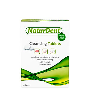 Denture Cleaner Tablet NaturDent Cleans Removes Dark Stains Plaque and Smells From Full Dentures, Partial Dentures Prosthesis and Orthodontic Braces Leaving Your Mouth Feeling Fresh and Clean (2 Pack)