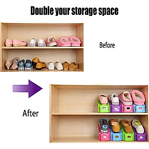 RISETEX Shoe Slots Organizer 12 Pack, Adjustable 4 Level Shoe Space Savers, Double Deck Shoe Rack Holder for Closet, White