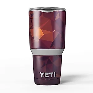 Design Skinz Dark Red Geometric V15 - Skin Decal Vinyl Wrap Kit Compatible with The Yeti Rambler Cooler Tumbler Cups