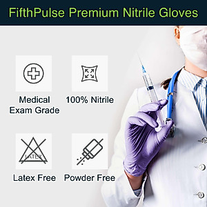 Lilac Nitrile Disposable Gloves - 50 Count - 3 Mil Nitrile Gloves Medium - Powder and Latex Free Rubber Gloves - Surgical Medical Exam Gloves - Food Safe Cooking Gloves