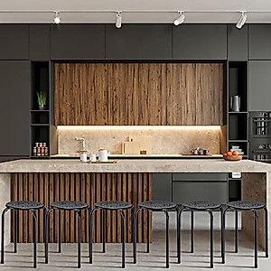 LDAILY Multipurpose Stool Chairs, Small Stool Sets, Metal Stool with Dome, Stackable Backless Kitchen Stool Indoor Outdoor, Furniture Stools, Suitable for Garden, Living Room, Home, Black (6-Pack)