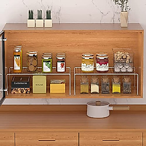 GEDLIRE Kitchen Cabinet Shelf Organizer Set of 2, Large (15.7 x 9.4 inch) Metal Wire Pantry Storage Shelves, Dish Plate Racks for Cabinets, Freezer, Counter, Cupboard Organizers and Storage, Chrome