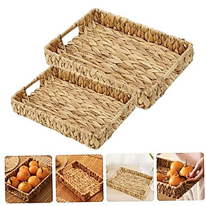 BUTIFULSIC 1 Set Woven Baskets Decorative Storage Basket Khaki Baskets for Organizing Straw Organizer Baskets