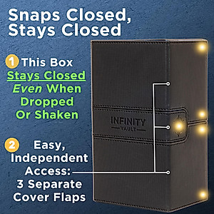 Durable Double Deck Box with Dice Tray - MTG Deck Box Commander Friendly - Protects 200+ Double Sleeved Cards - Designed for MTG Commander Deck Box with Sideloading Card Trays (Blue Interior)