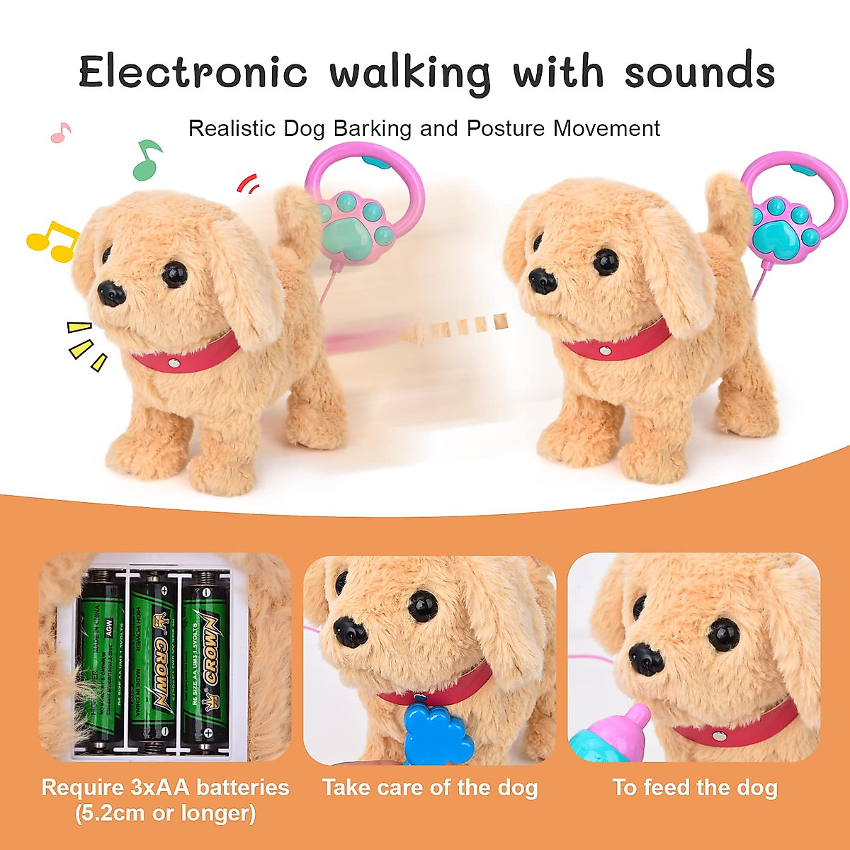JoyGrow Electronic Plush Toy Talking Golden Retriever Pet for Girls Kids Interactive Toys Repeats What You Say,Singing,Walking,Barking,Shaking Tail,Pretend Doctor Kit