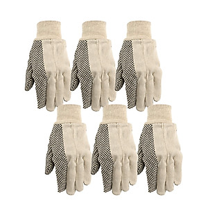 Wells Lamont Canvas Work Gloves, Economy Dotted, 6 Pair Pack (309K) , White