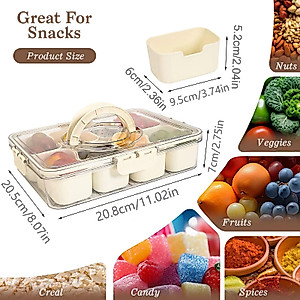 ALYBIT Divided Serving Tray with Lid and Handle - Snackle Box Charcuterie Container for Portable Snack Platters - Clear Organizer for Candy, Fruits, Nuts, Snacks - Perfect for Party, Entertaining