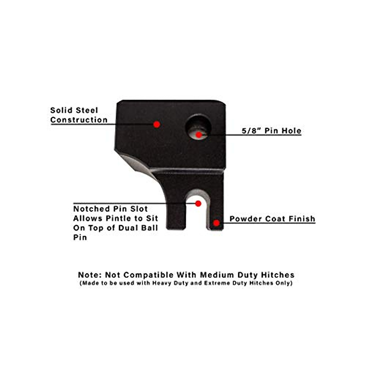 Bulletproof Hitches Trailer Hitch Pintle Attachment Rated to 36,000lbs (Solid Steel, Black Textured Powder Coat)