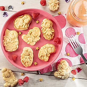 Fairy Mini Waffle Maker- Creates 7 Different Fairy Shaped Waffles in Minutes- A Fun and Cool Magical Breakfast for Kids & Adults - Electric Non-Stick Waffler Iron, Fairies Princess Gift for Girls