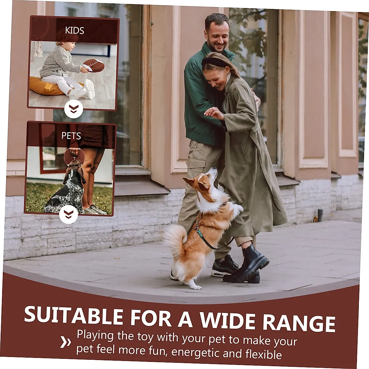 Ipetboom Rugby-Shaped Pet Interactive Plaything Floating Dog Toy Plush Plastic Dog Flyer Toy Fun for Pups