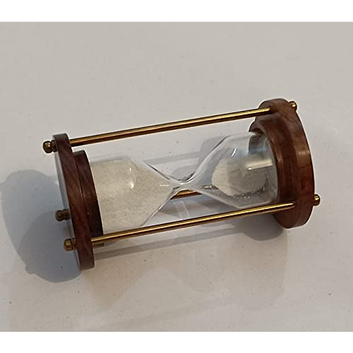 Sohrab Nauticals Wooden Brass Hourglass 4 inches 1 Minute Sand Timer | Sandglass | Sand Clock | Timer with Sparkling Natural White Sand for Home & Kitchen Office Table Desk || Rosewood sandtimer