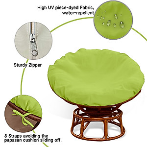 Tikitup Papasan Chair Cushion Cover, Water Resistant Outdoor Papasan Cushion Cover Only, 55in Egg Chair Cushion Cover Unfading Soft Skin-Friendly Polyester (Fruit Green 55in)