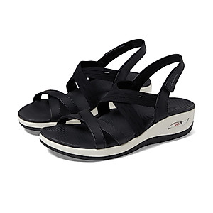Skechers Women's Ankle-Strap Sandal, Black Durabuck Webbing, 8