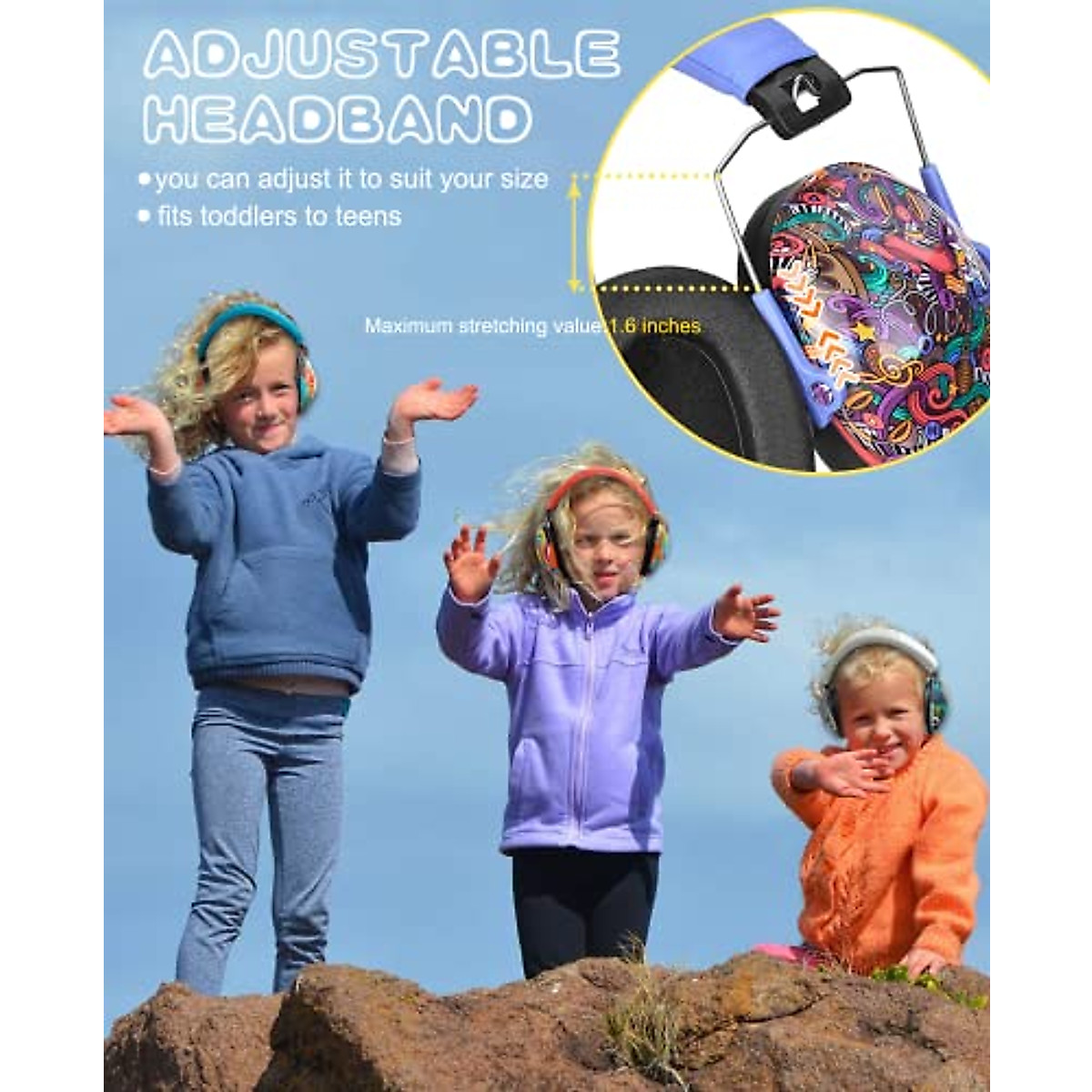 PROHEAR 032 Kids Ear Protection - Noise Cancelling Headphones Ear Muffs for Autism, Toddlers, Children - SYMBOL MUSIC