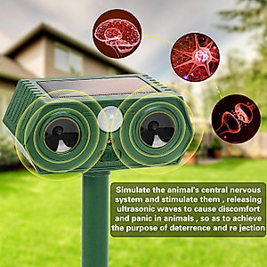 2 Pcs Ultrasonic Animal Repeller Outdoor - Solar Pest Repellent, Waterproof Mouse Repellent for Mice, Deer, Snake, Cat, Rabbit, Raccoon, Skunk, Rat Repellent for Yard, Garden, Lawn, Motion Detection