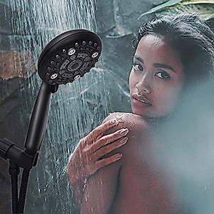 Luxsego Filtered Shower Head with Handheld Spray for Skin and Hair Care, High Pressure Shower Heads with Filters for Hard Water, Hydro Jet Showerhead Set Includes Hose, Bracket and Mineral Beads