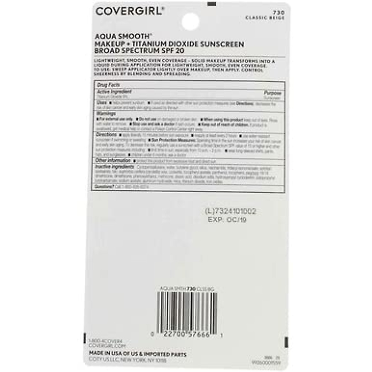 Cover Girl 57666 730clsbei Classic Beige Aqua Smoothers Make Up