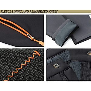 TACVASEN Men's Ski Pants Waterproof Pants Snow Pants Winter Pants Fleece Lined Work Pants Hiking Pants Mountain Climbing Pants Black