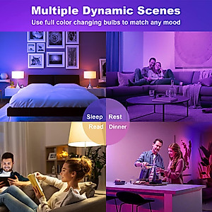 ShowyLive Smart Light Bulb 4 PK, WiFi & Bluetooth 5.0 Smart Bulbs That Work with Alexa & Google Assistant, A19 RGB, Music Sync, 9W 850LM CRI>80