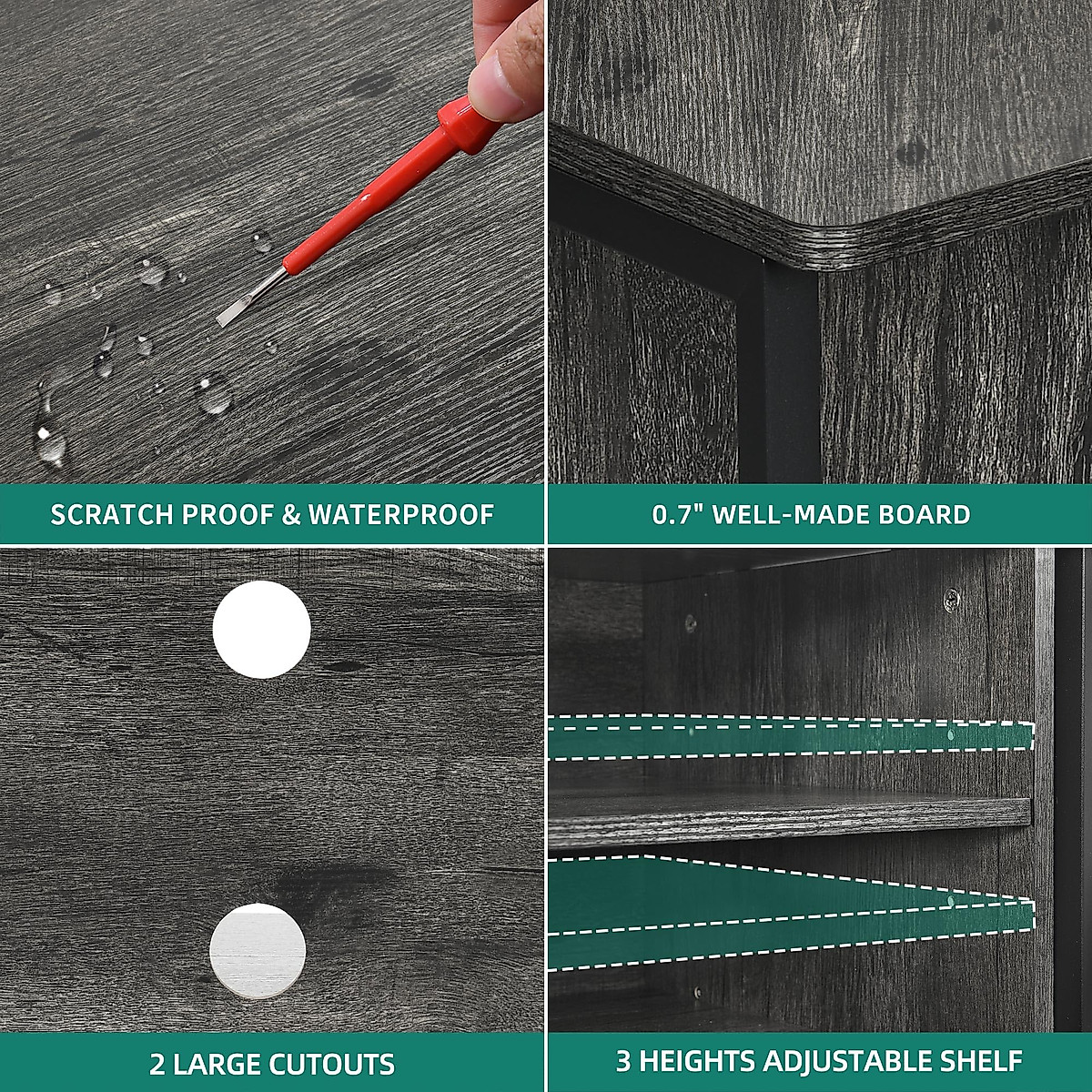 YITAHOME Corner TV Stand for TVs up to 55 Inch with Power Outlet, Modern Farmhouse Entertainment Center, Wood TV Media Console with Storage Cabinets Shelves for Living Room Bedroom, Gray Oak