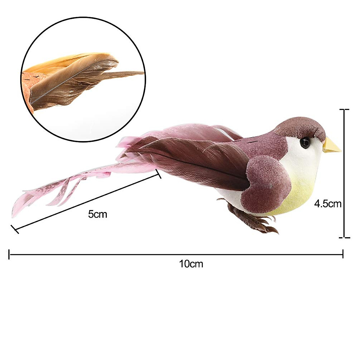 Takefuns 12 Pcs Artificial Foam Feather Bird, Mini Sparrow Birds Clip on Christmas Tree Ornaments, DIY Craft for Wedding Home Garden Party Decoration